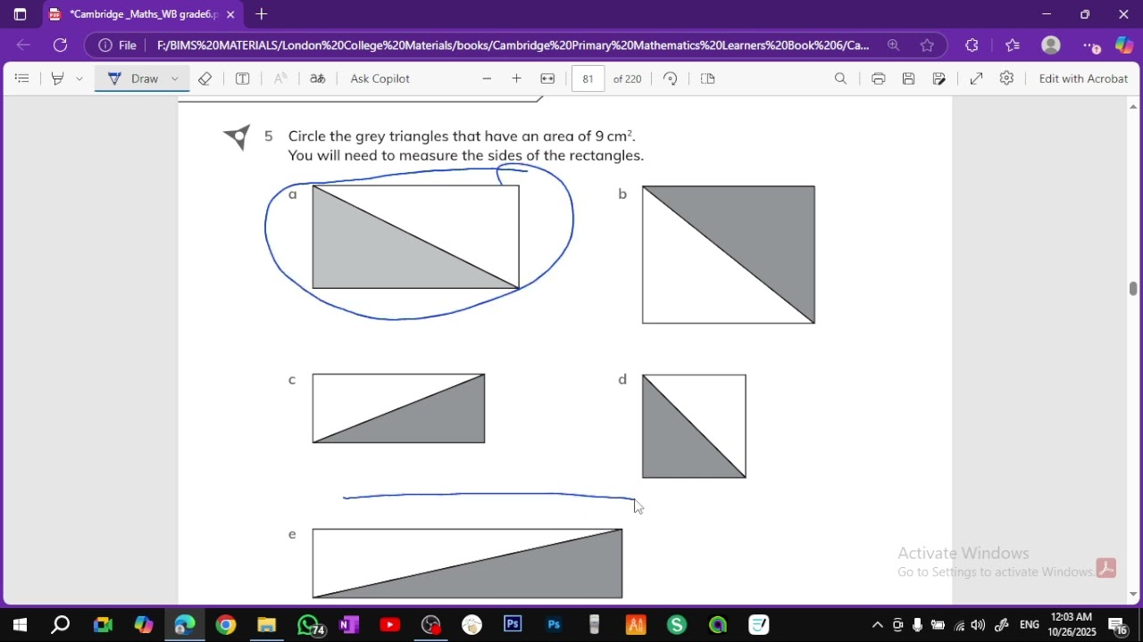 7.1 Rectangles and triangles - Cambridge Primary Mathematics Workbook 6 | شرح