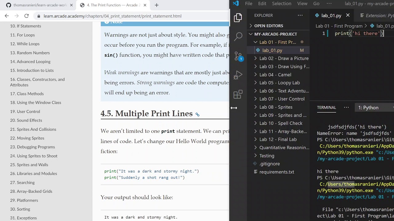 Python Arcade Library - Lab 1 tutorial video