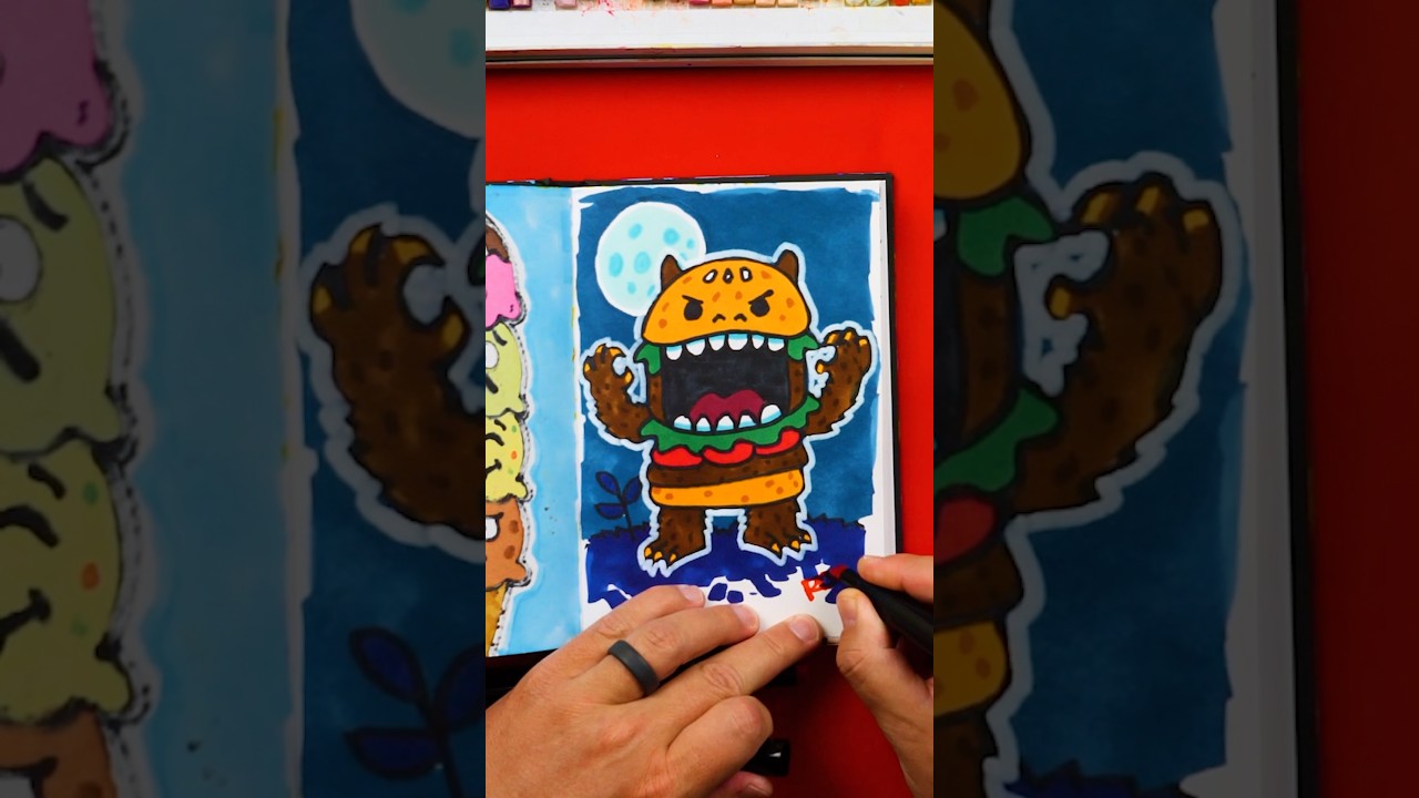 Sketchbook challenge: food monster 👹 🍔 #artforkidshub #howtodraw