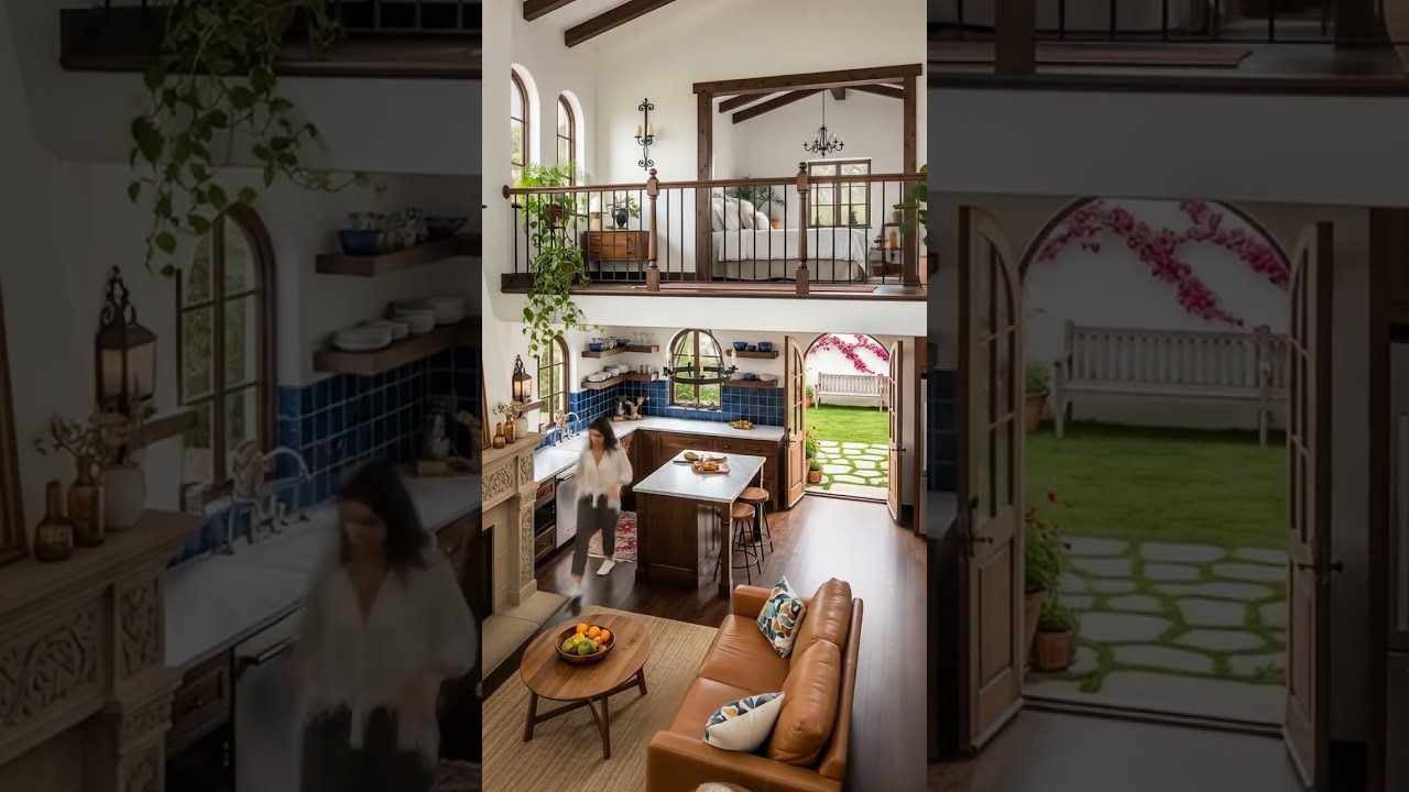 Elegant Spanish-Style Home Design Idea | Cozy Loft, Lush Garden