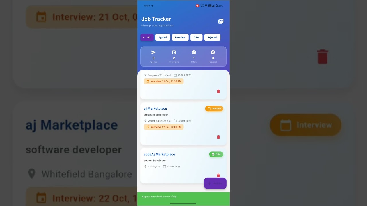 Smart Job Application Tracker App in Flutter | SQLite + PDF Export | Final Year Project