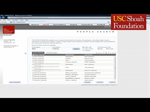 Visual History Archive Tutorial: People Search | USC Shoah Foundation