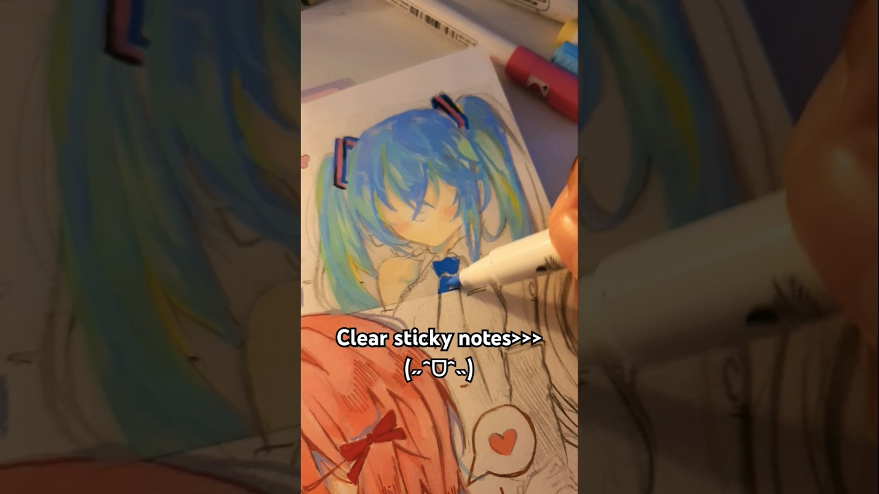clear sticky notes💕✨️ || #art #drawing #anime  #miku #fyp #shorts