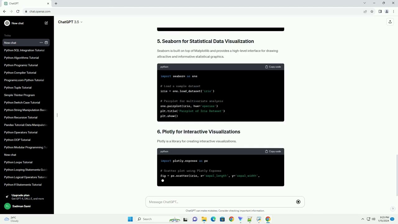 python programming and visualization for scientists