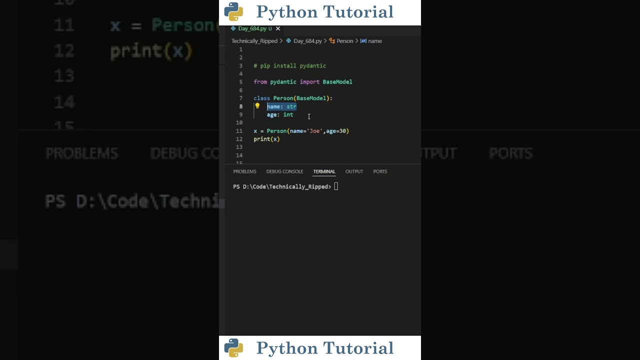 Validating Data Pydantic's BaseModel | Python Tutorial