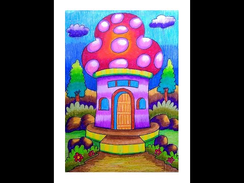 HOW TO CREATE MUSHROOM HOUSE DRAWING STEP BY STEP FOR KIDS [IMAGINARY DRAWING]
