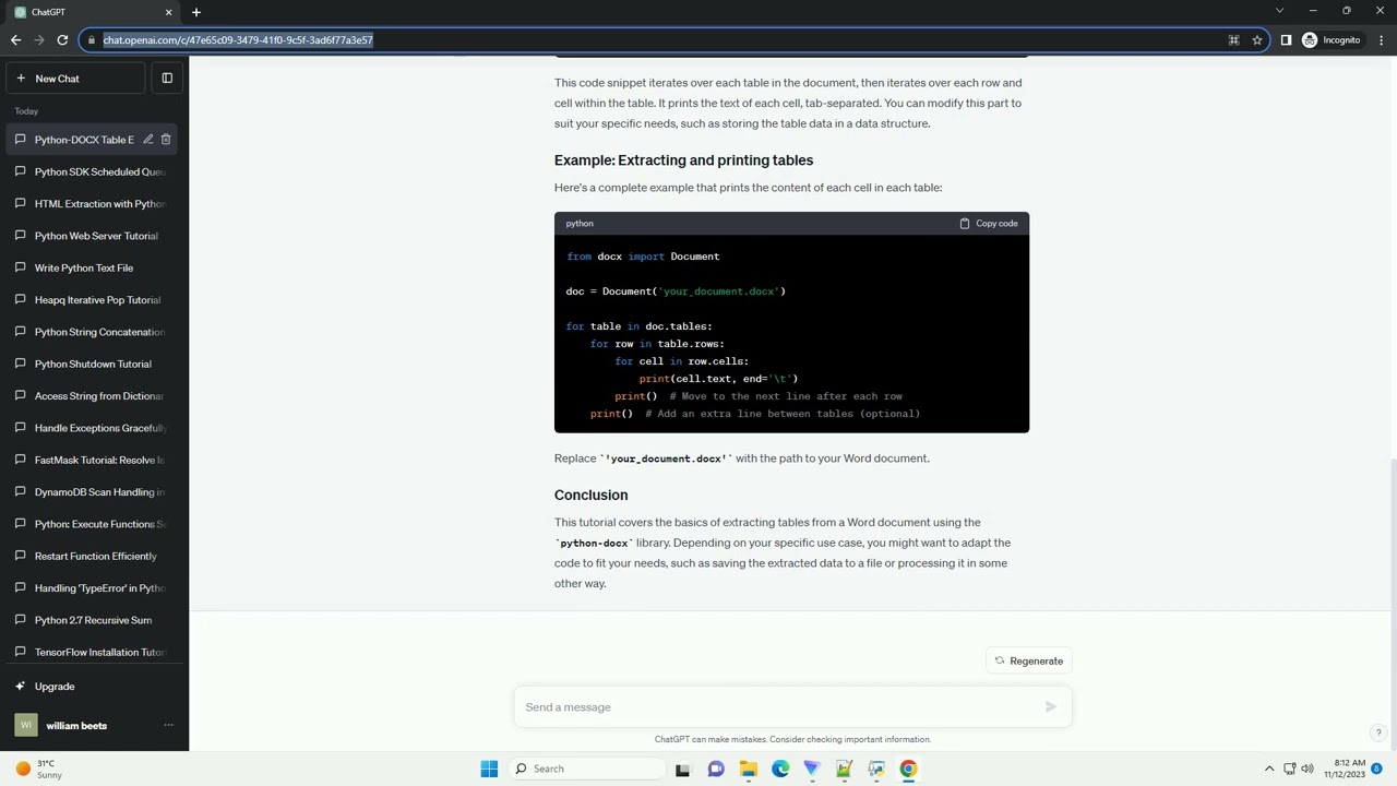 python docx to extract table from word docx