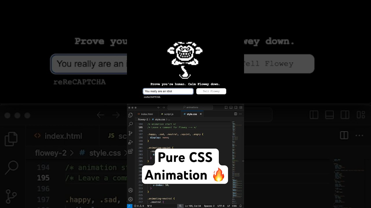 Undertale Omega Flowey CAPTCHA CSS Animation