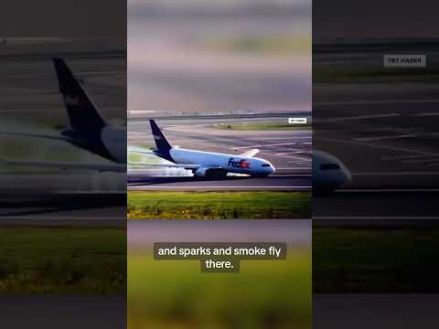 Watch: Sparks fly as FedEx plane lands without front landing gear