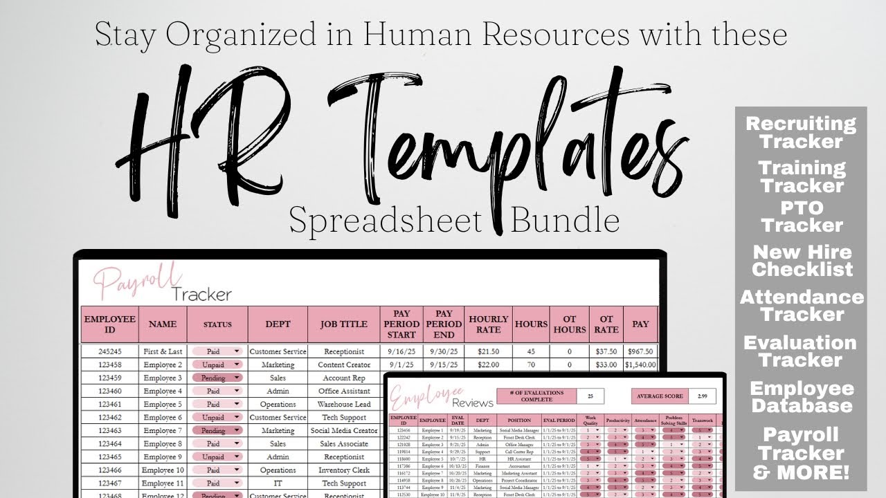 HR Template Bundle, Human Resources Management Google Sheet, Employee Excel Spreadsheet