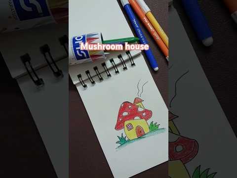 How to draw cute mushroom house| fairy mushroom house|fantasy mushroom house drawing