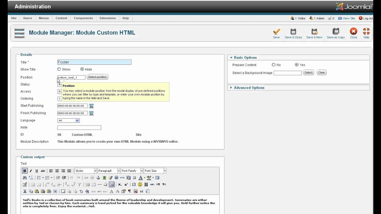 Joomla Tutorial - Introduction to Modules