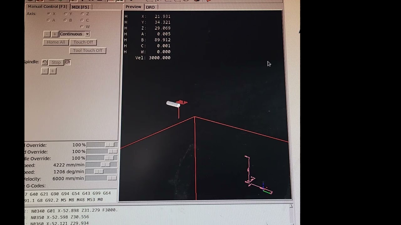 LinuxCNC 4th axis display