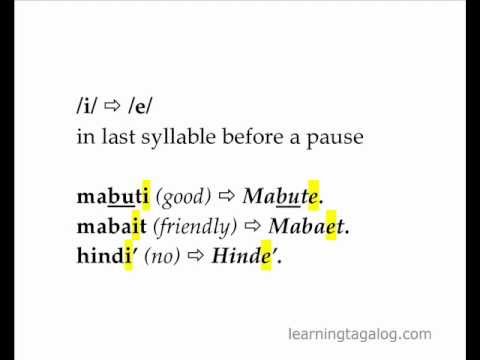 Learn Tagalog 05 | Tagalog pronunciation: Optional sound changes