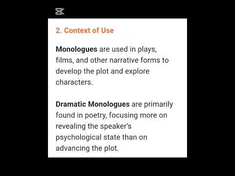 Monologue vs dramatic monologue|uses|characteristics|examples#shortsfeed#shortvideo@litstudy4987