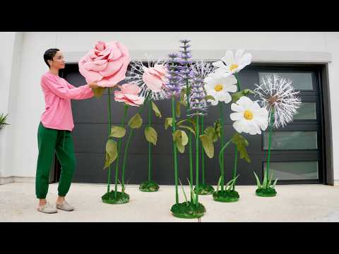 I Made GIANT Paper Flowers for a Fairy Garden Birthday Party!