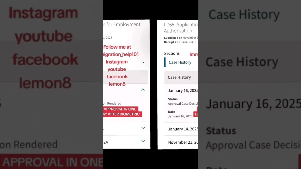 WORK AUTHORIZATION APPROVED 1 DAY AFTER BIOMETRIC #USCIS
