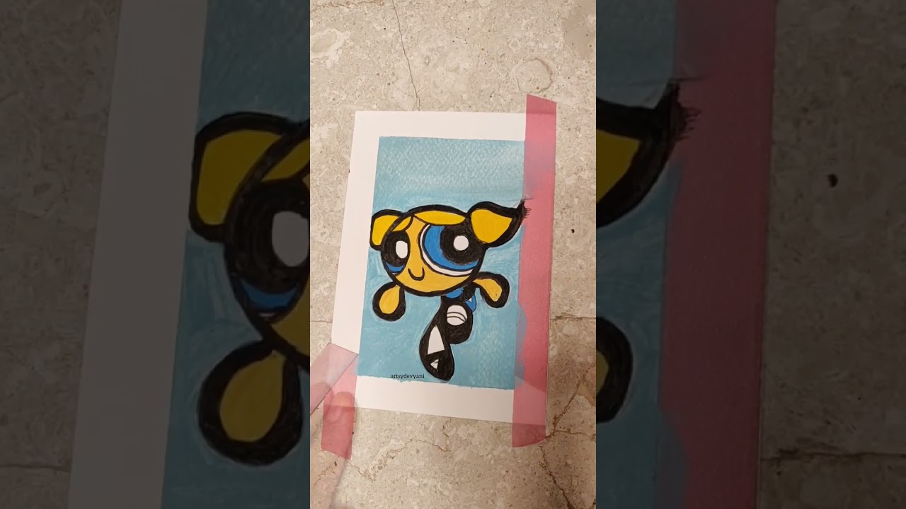 powerpuff girls bubbles | easy art | get 100k views to art video | #artshort #art