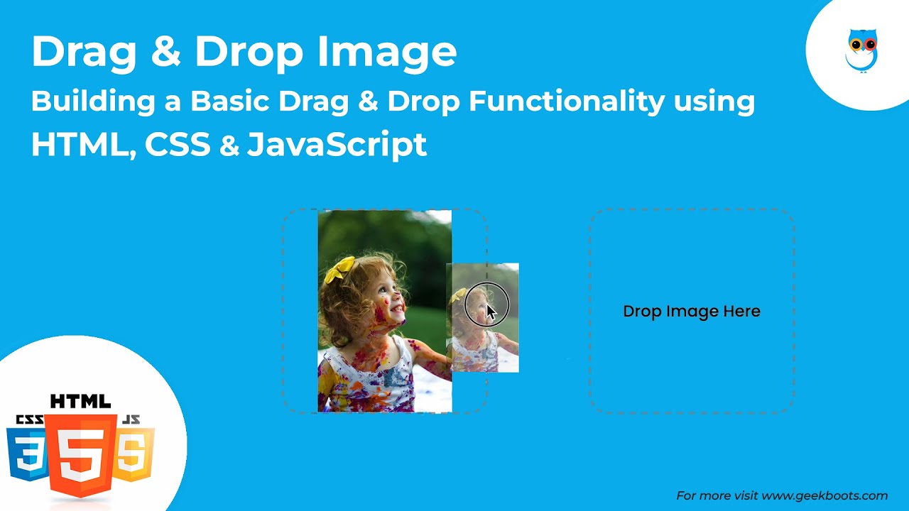 JavaScript to Create Drag & Drop Image Upload Functionality | Step by Step Tutorial | Geekboots