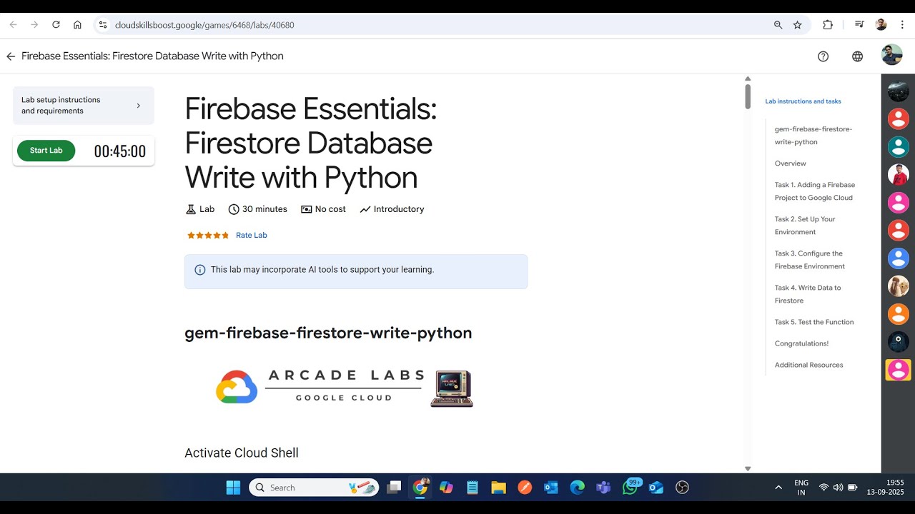 Firebase Essentials: Firestore Database Write with Python || Lab Solution || Google Arcade 2025