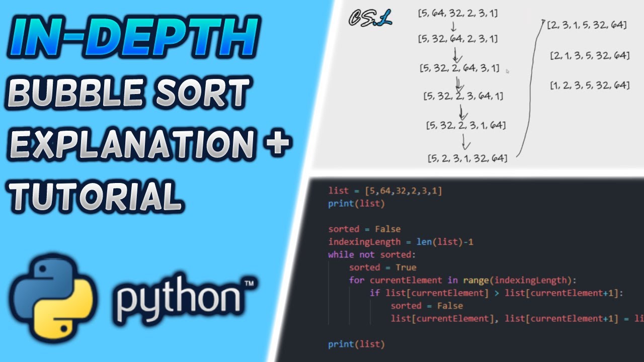 COMPLETE Bubble Sort Algorithm Tutorial | In-Depth Whiteboard Explanation | Python Coding Basics