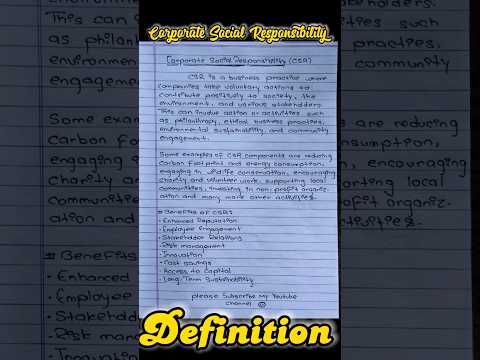 Corporate Social Responsibility (CSR) #shorts #csr #definition