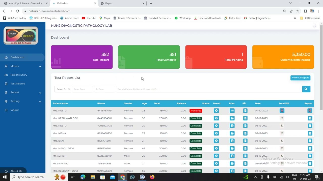 Online Pathology Lab Software ( Smart Report ) New Update