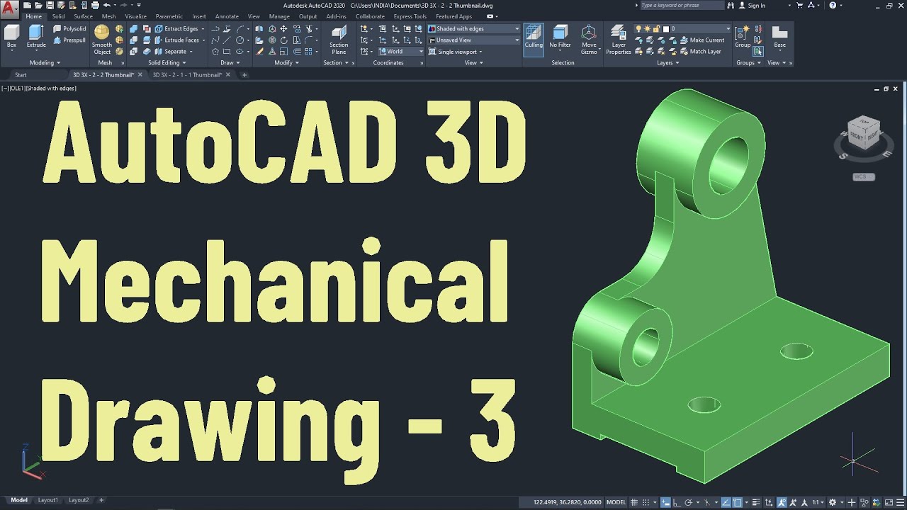 AutoCAD 3D Mechanical Drawing Tutorial - 3