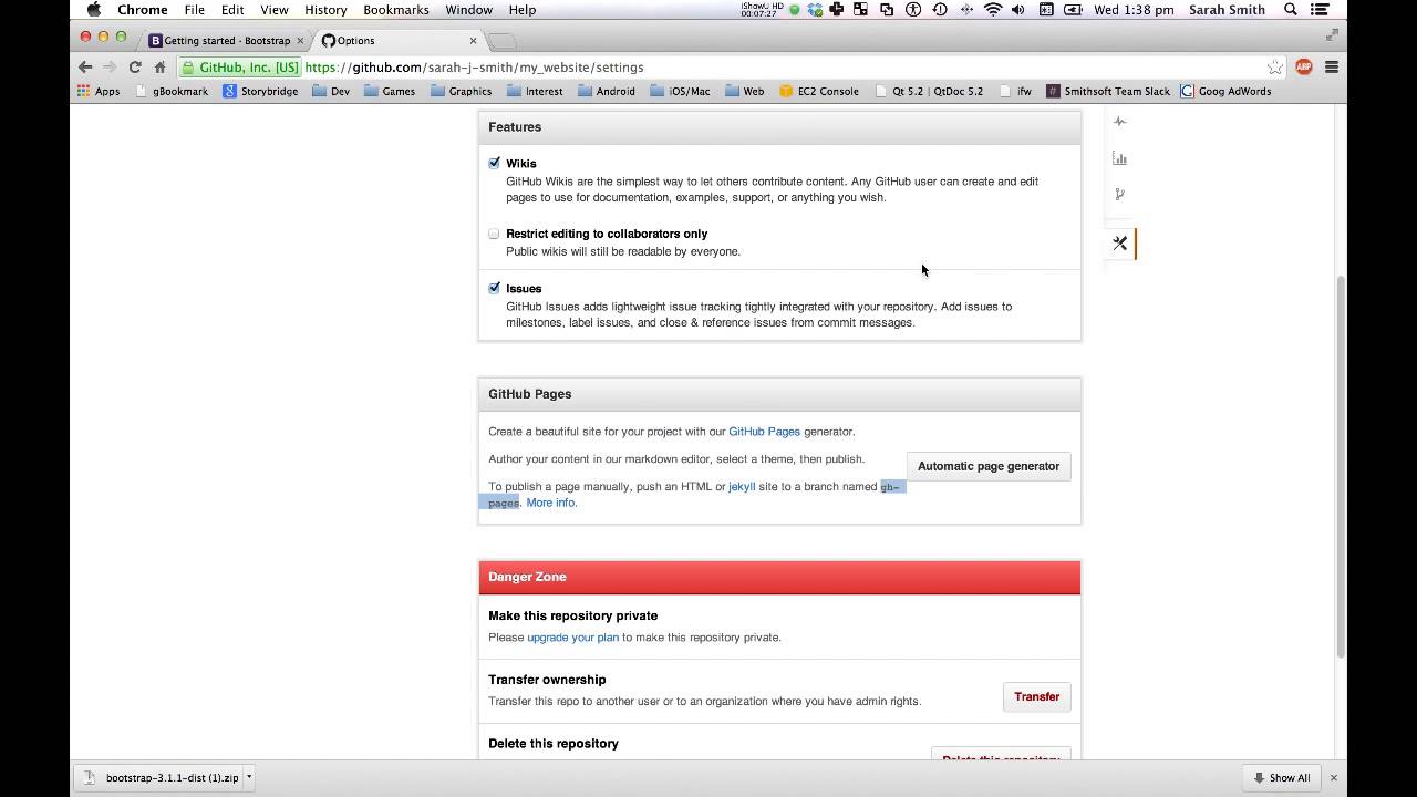 Publish a bootstrap website to github