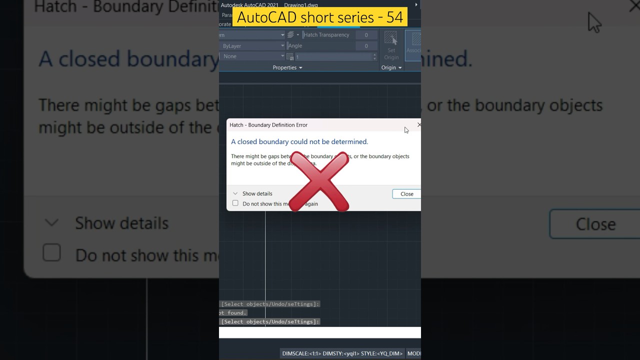 ✅Error solved in Haching - A closed boundary could not determined short - 54 #shorts #new #autocad