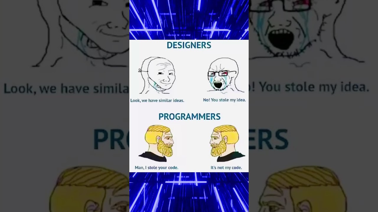 Designer vs Programmer #memes #funny #viral #shorts #tech #sigma #code #design #art #ui #ideas #pc