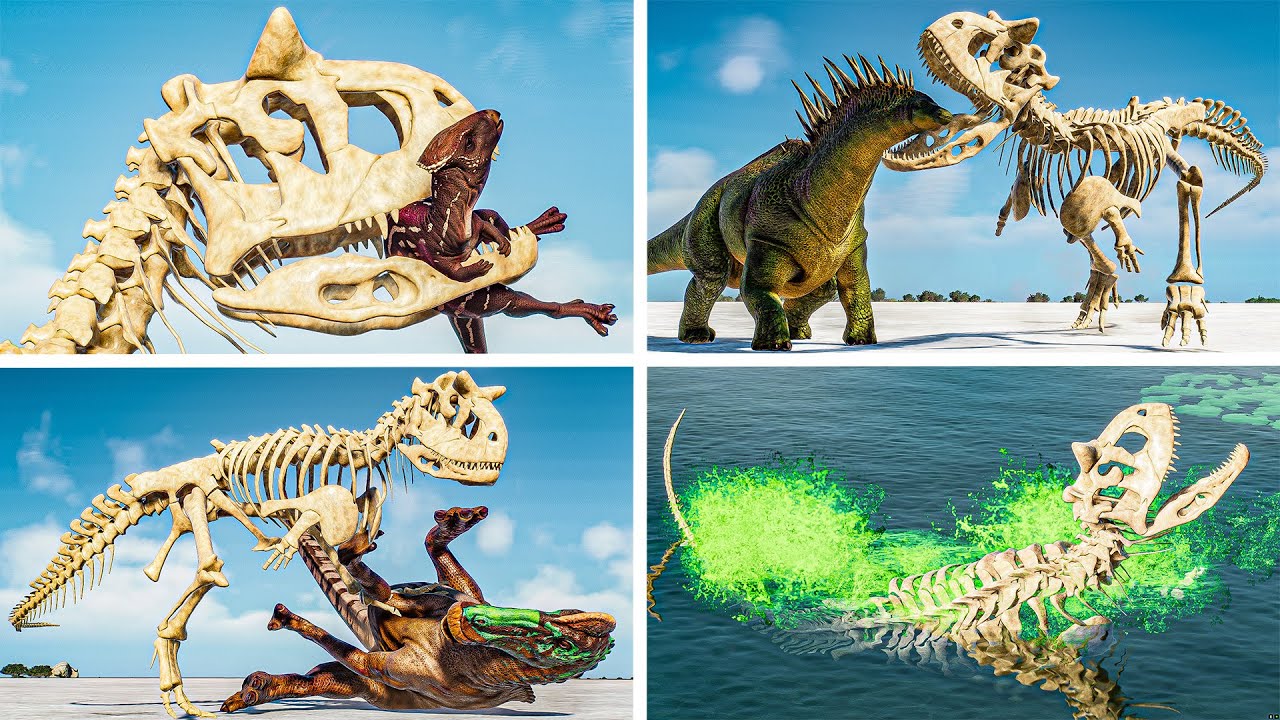 Carnotaurus Skeleton Best Hunting & Battle Animations in Jurassic World Evolution 2 Mods