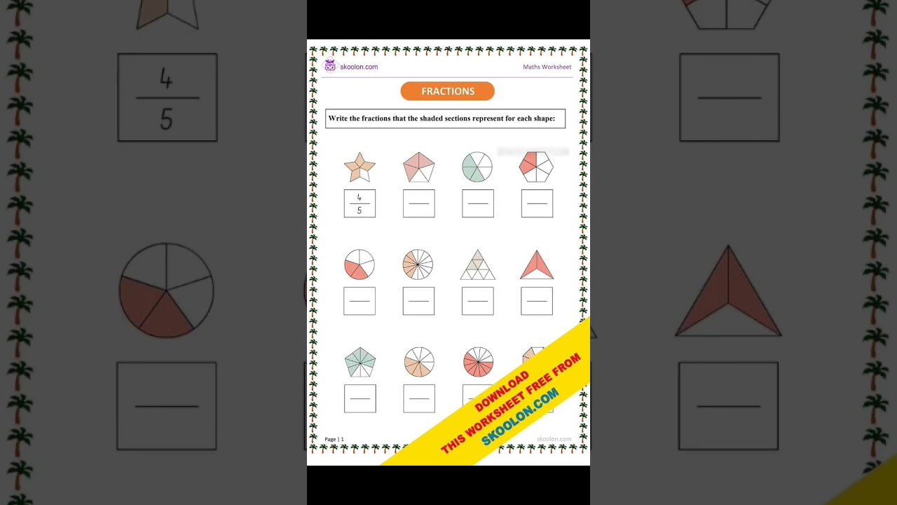 Fractions Worksheets for Primary students.