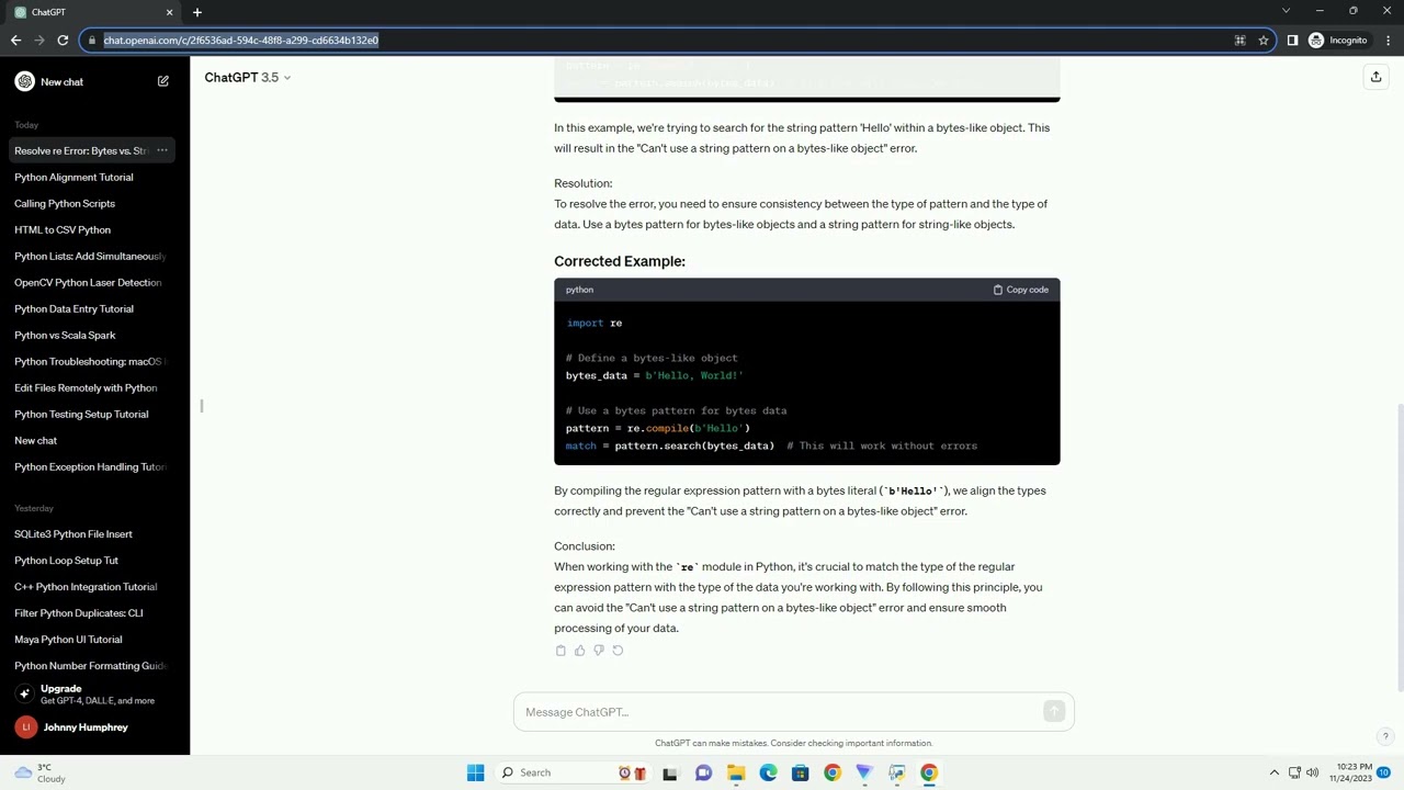 Can t use a string pattern on a bytes like object python s re error