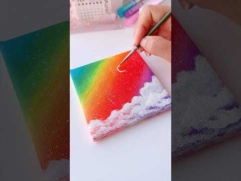 Acrylic Mini Canvas Painting of Rainbow 🌈 #shorts #art #painting #youtubeshorts