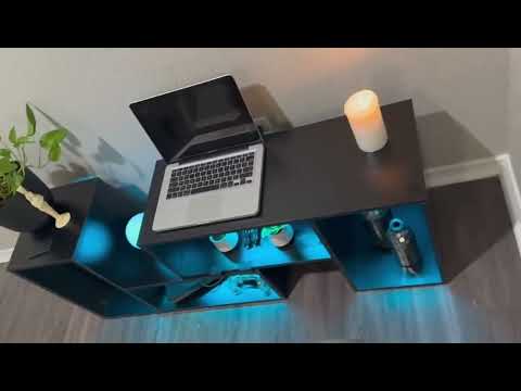 YITAHOME 42" Deformable TV Stand w/LED Strip, Modern Entertainment Center
