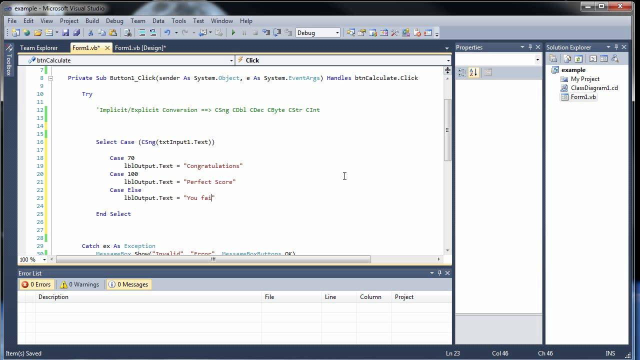 Visual Basic Tutorial 7 - Option Strict, Message Boxes, Focus, and Select Case