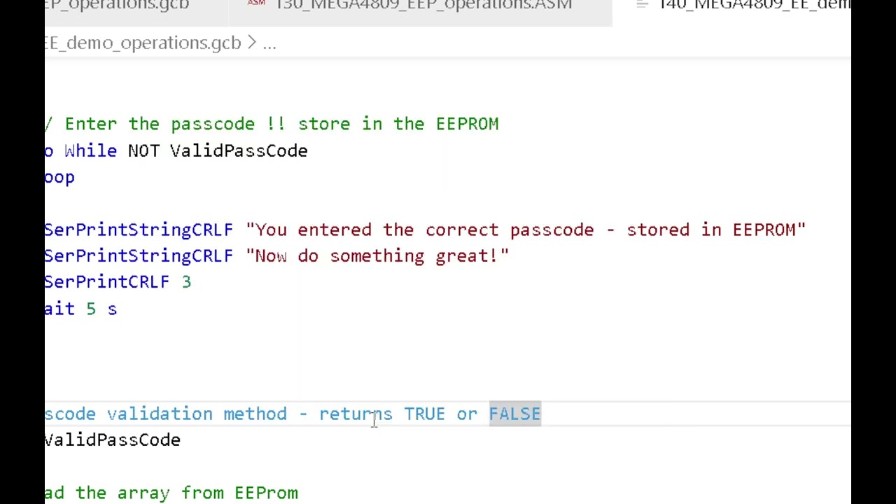 GCBASIC:  Microchip AVR Series. EEPROM operations.