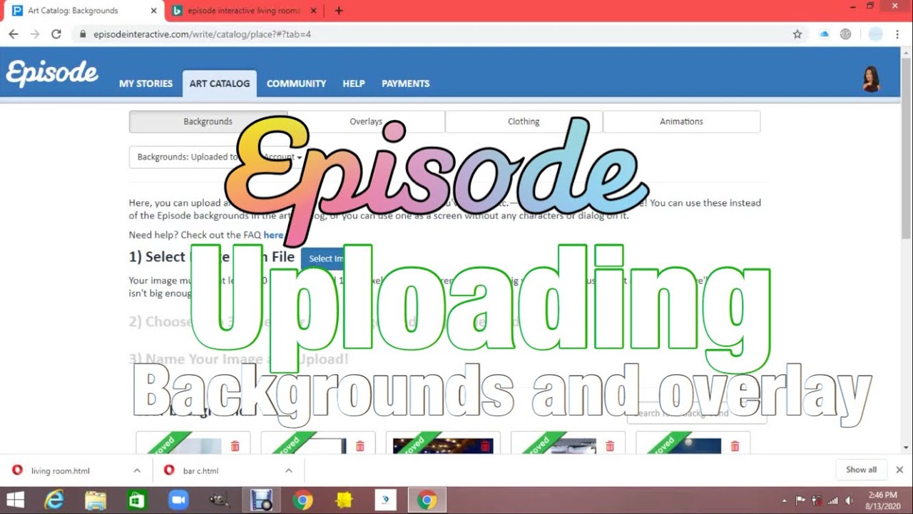 Uploading backgrounds and overlay |episode interactive