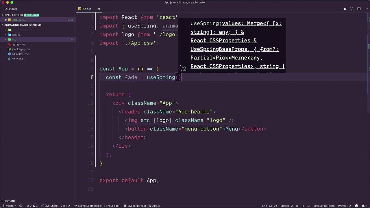 #3 A Basic Spring - Animating React