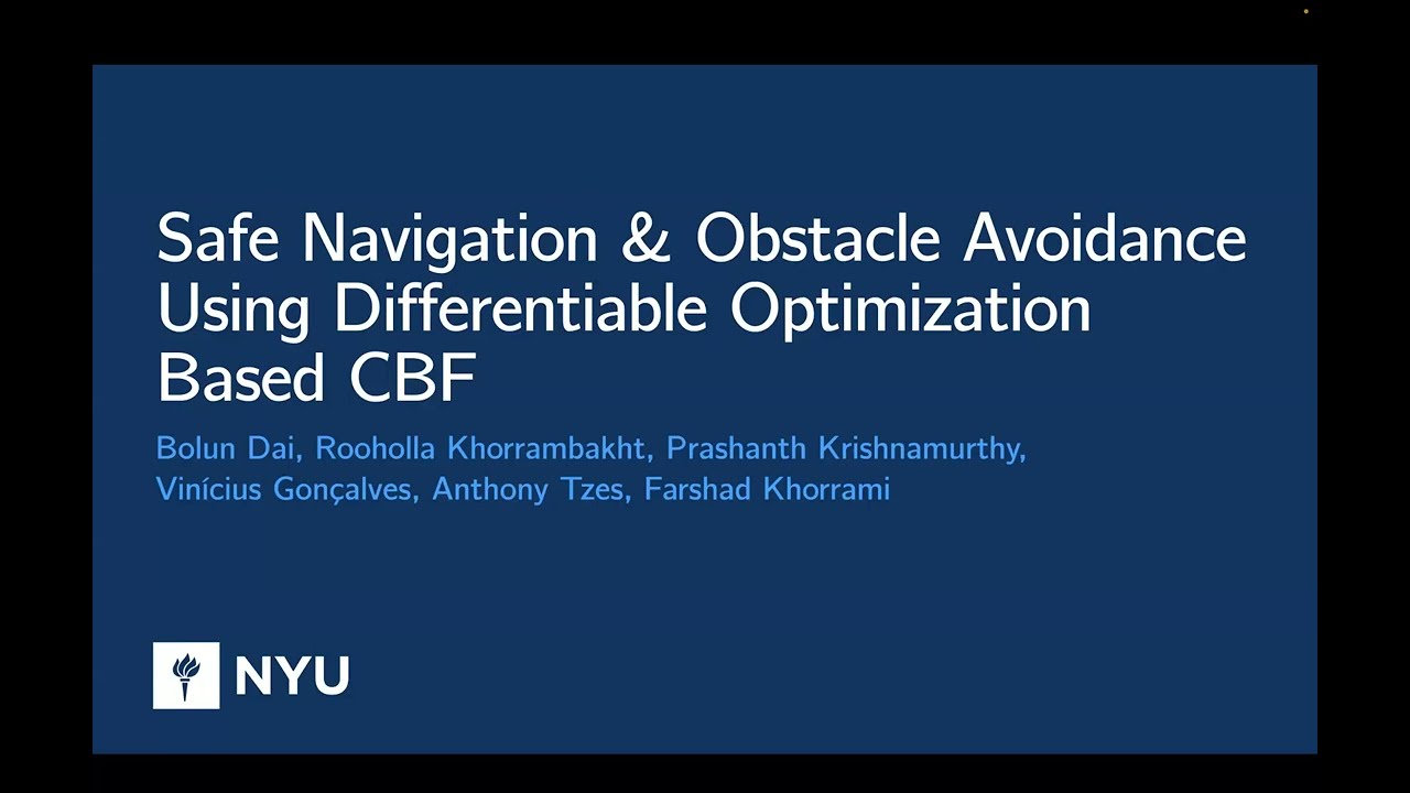 Safe Navigation and Obstacle Avoidance Using Differentiable Optimization Based CBFs (RA-L)