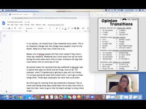 Writing Transitions for Argumentative Writing