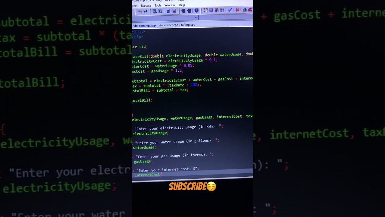 electricity bill IDE dev c++ #cppprogramming