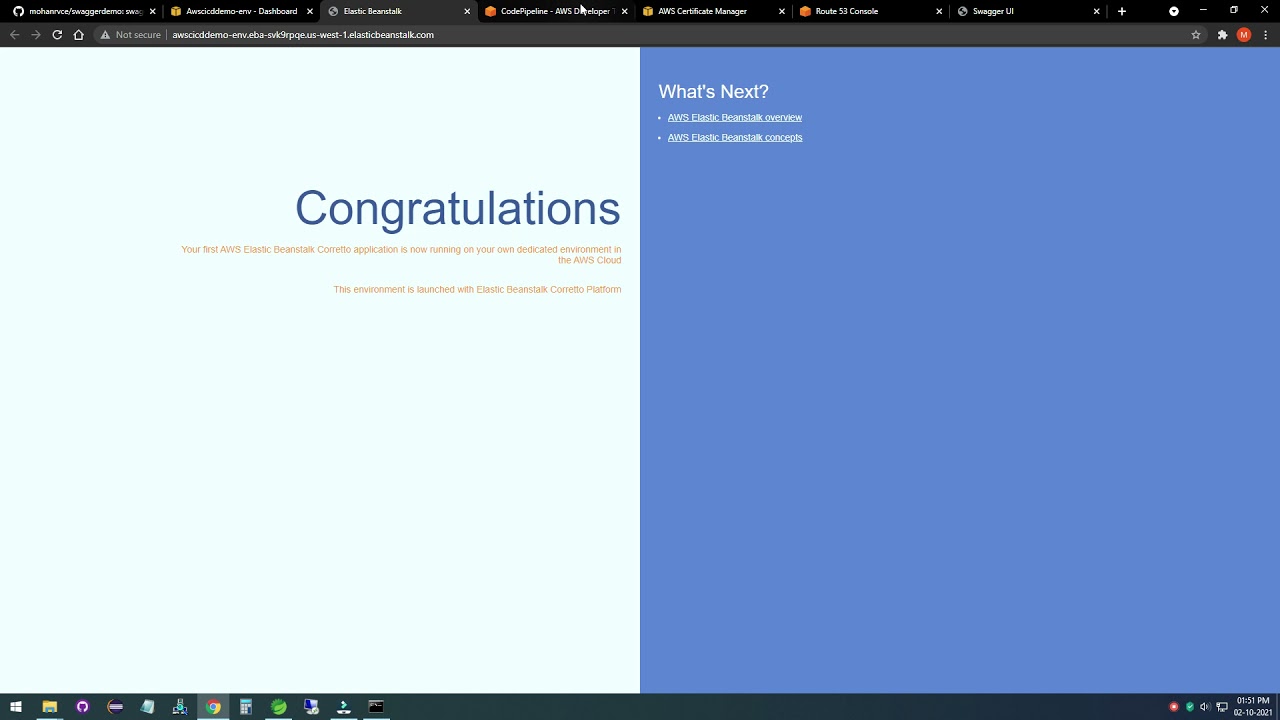 Deploy SpringBoot webapp from GitHub repo to a custom domain using AWS services