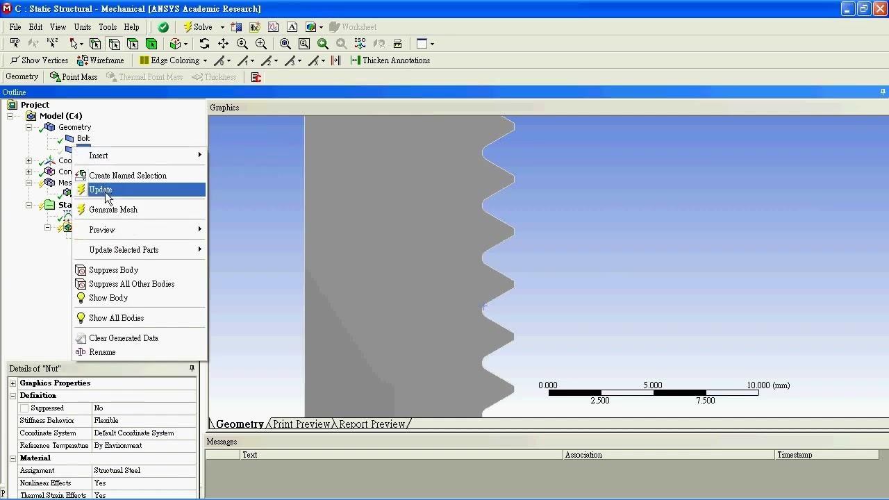Section 03 2  Threaded Bolt and Nut Ansys tutorial
