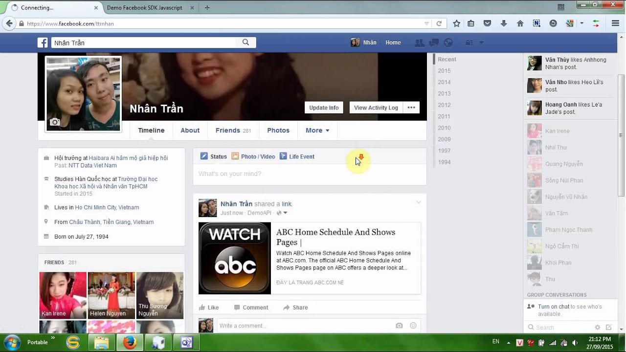 Demo Facebook API with Javascript SDK