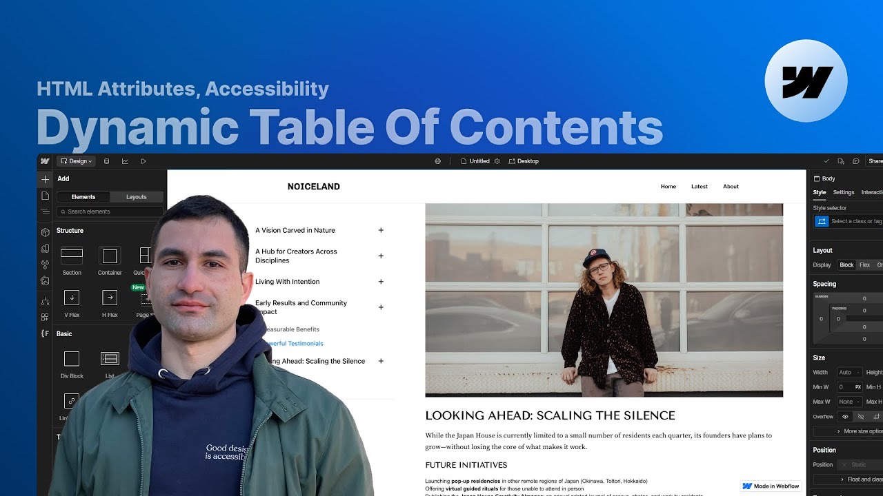 Responsive & Accessible Table of Contents in Webflow – No Code Tutorial (with Collapsible Groups)