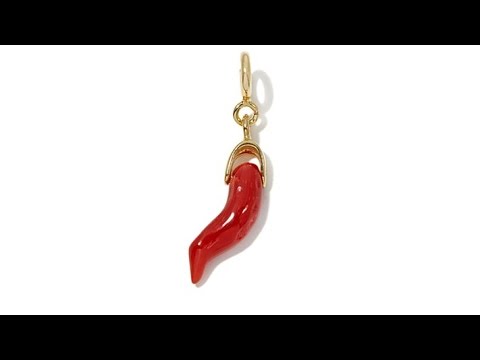 Italy Cameo Cornicello Sardinian Coral Horn Charm