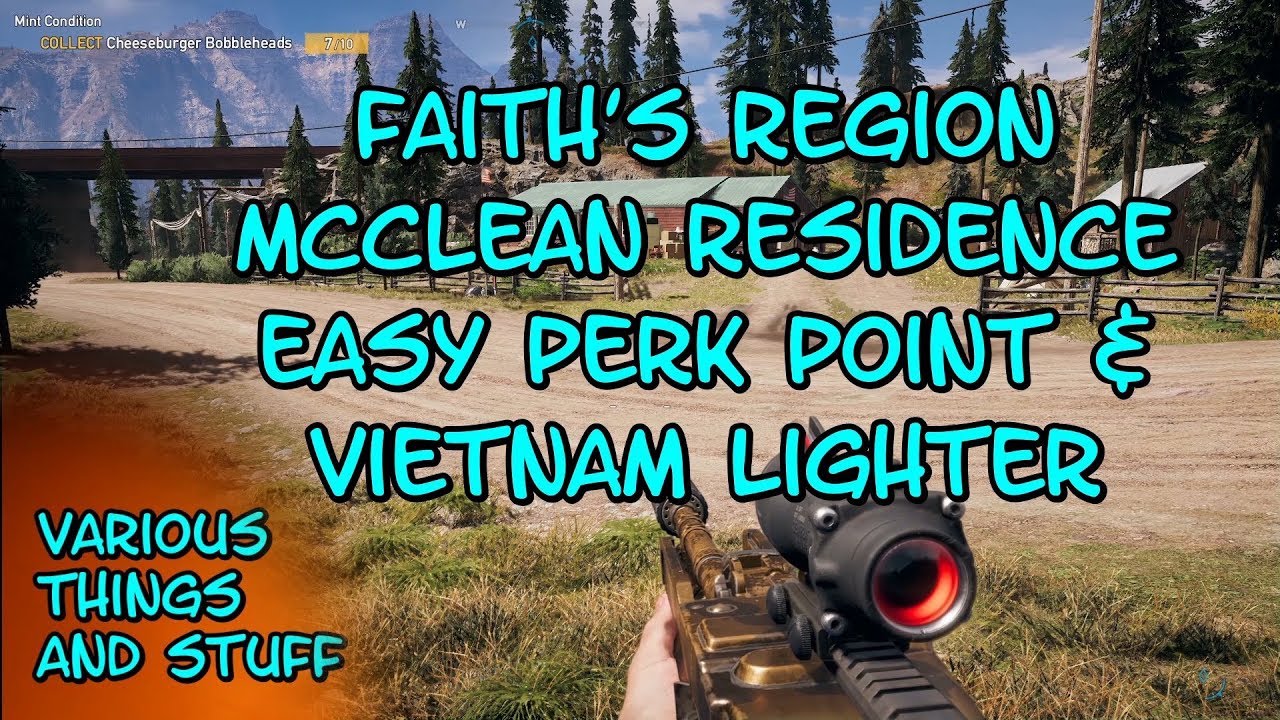 Far Cry 5 Faith's Region McClean Residence Easy Perk Point & Vietnam Lighter