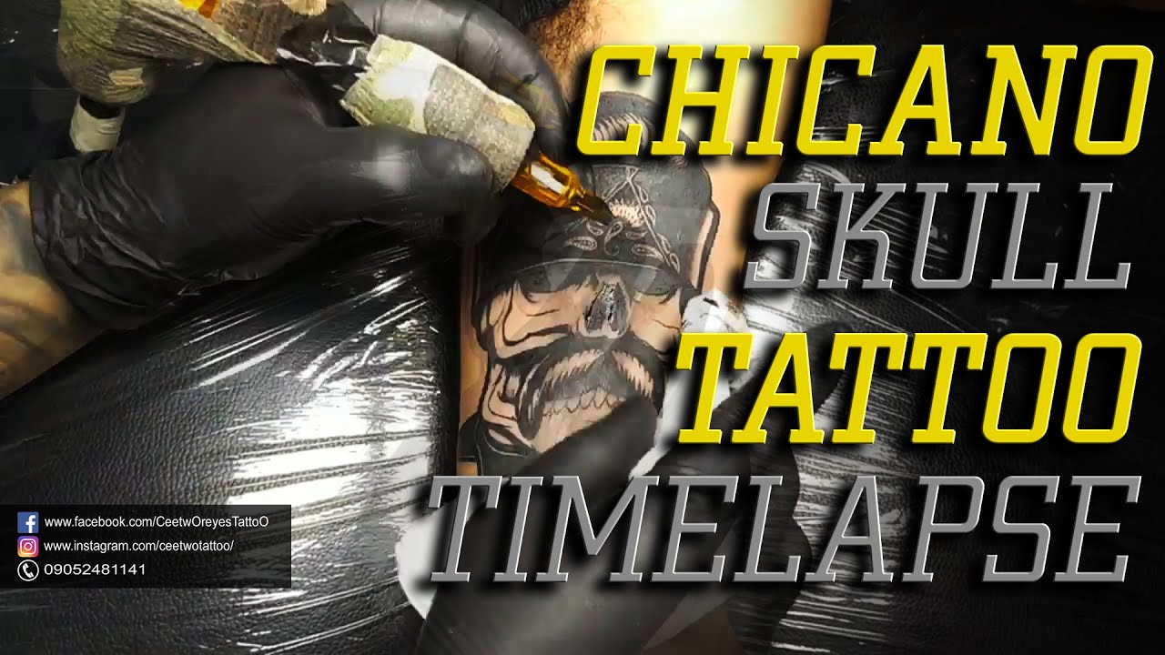 CHICANO SKULL Tattoo Timelapse
